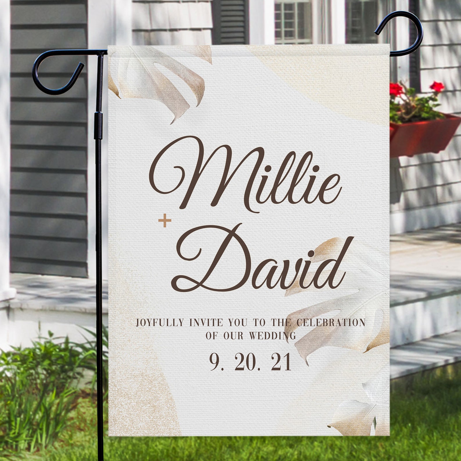 Personalized Floral Wedding Garden Flag Outdoor Reception Etsy