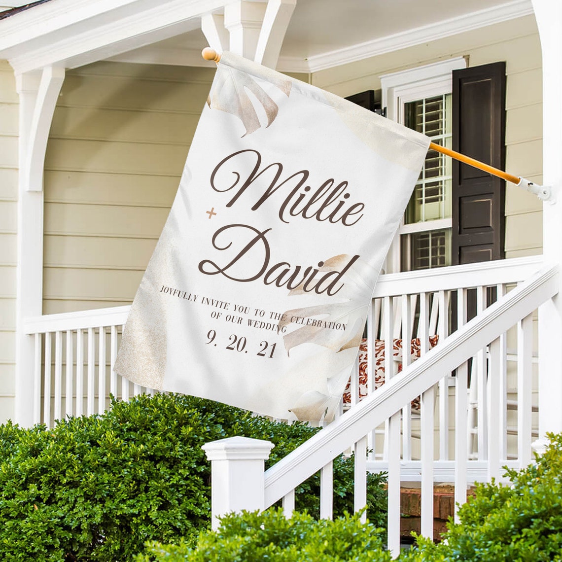 Personalized Floral Wedding Garden Flag Outdoor Reception Etsy