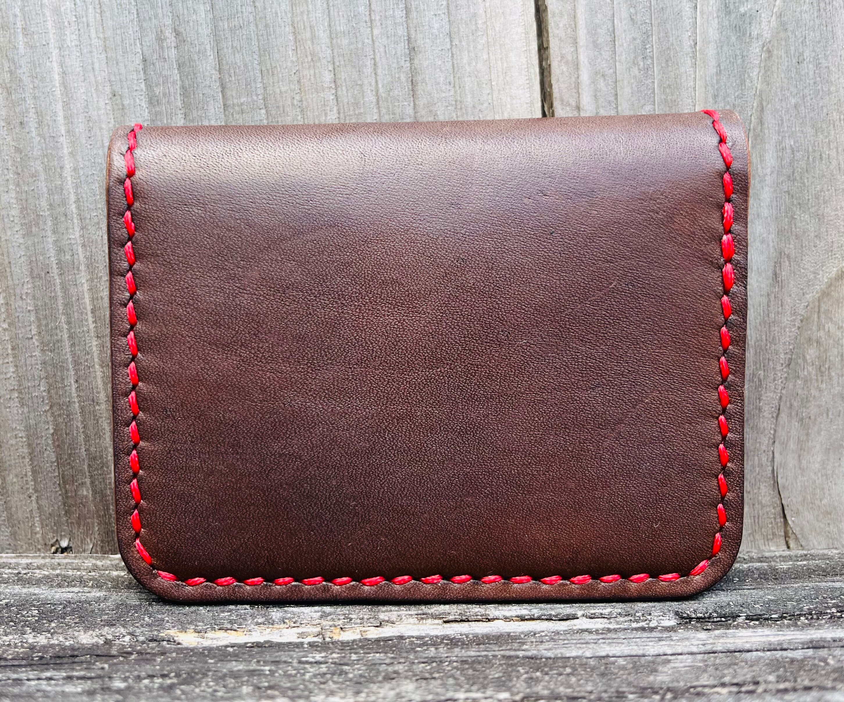 Handmade Leather Wallet Bifold Wallet Hand Stitched Front - Etsy