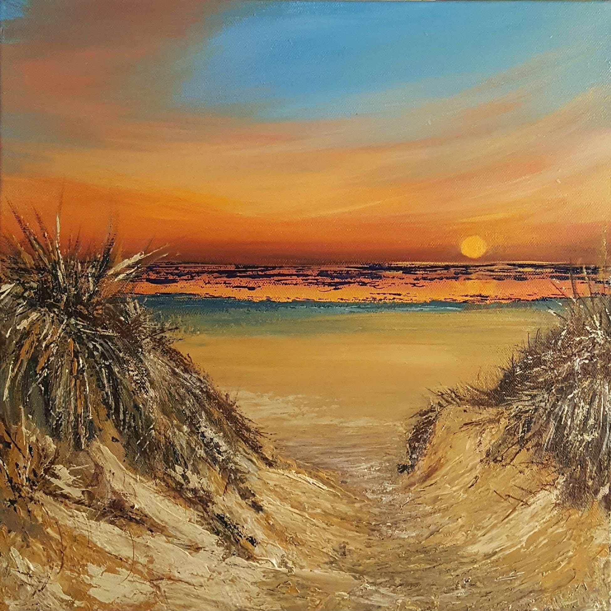 Summers End Sand Dunes Beach at Sunset Seascape Emotive Acrylics on ...