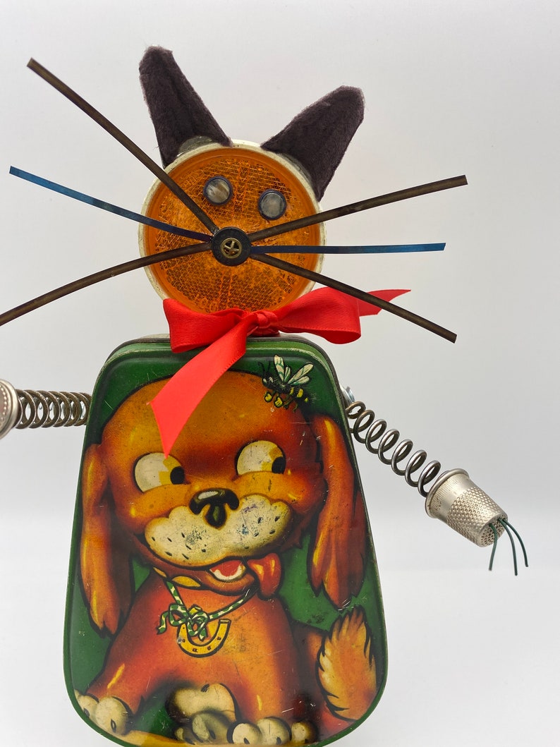 Assemblage ArtSteampunk Purrrfect Kitty Tin Body Bot Figurines & Knick ...