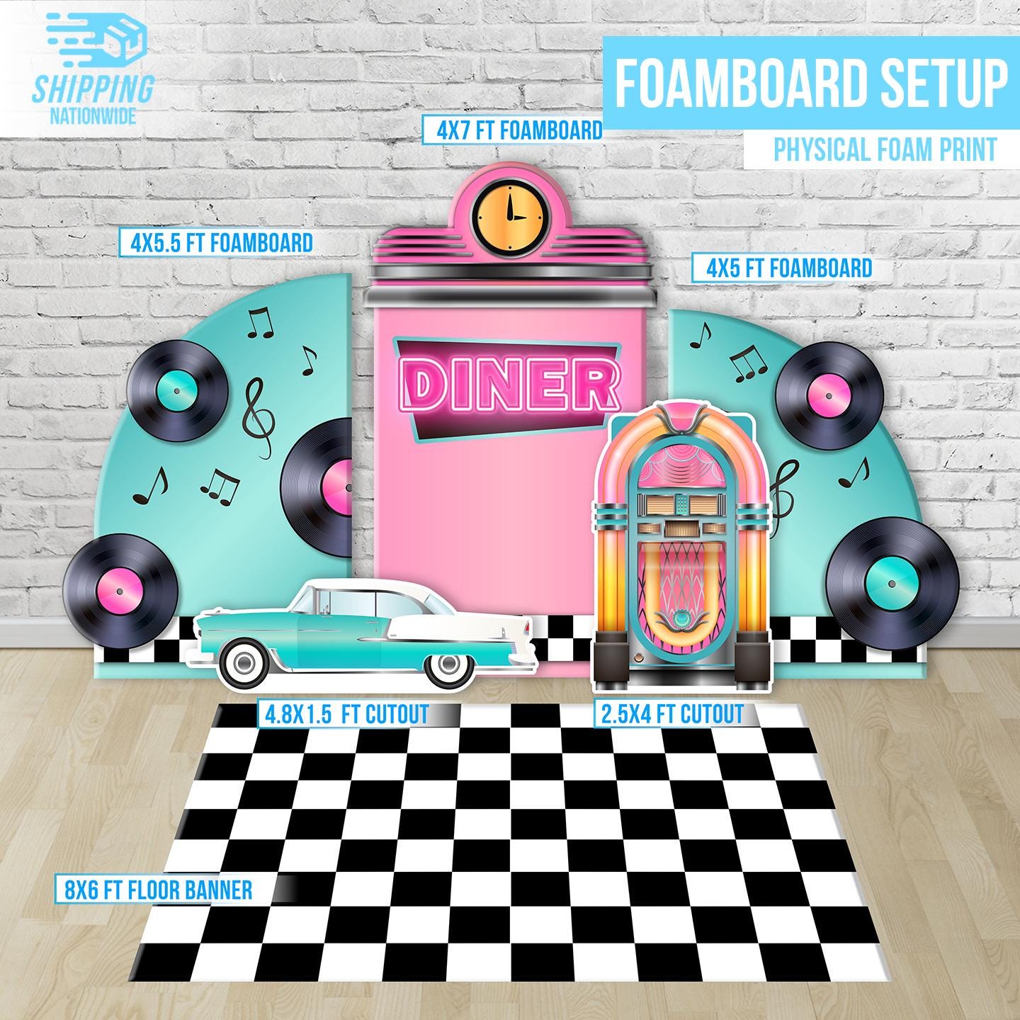 Retro Dinner Setup | Print-ready Foamboard | Nationwide Shipping ...