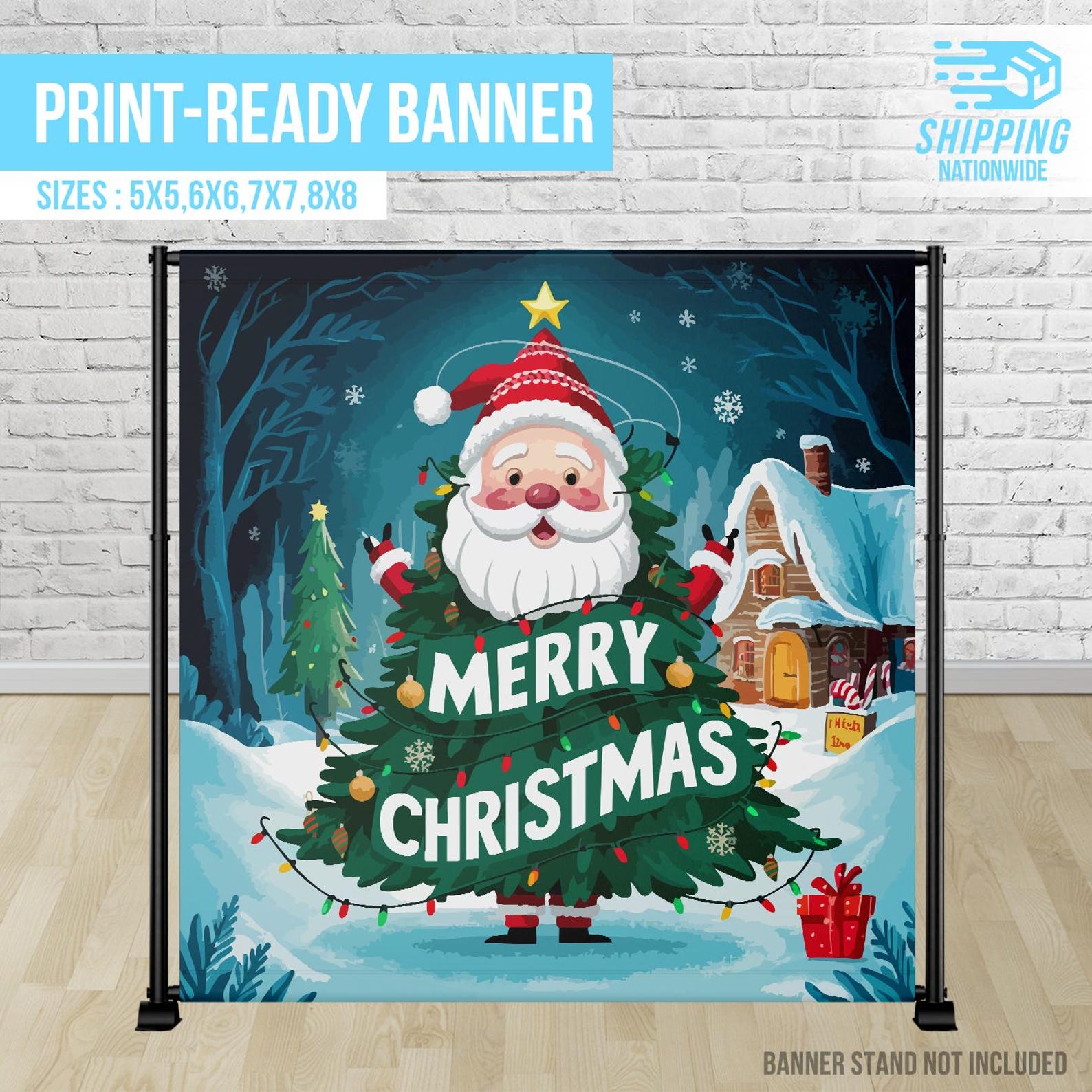 Snowy Santa Tree Christmas Banner | Print-ready Banner | Nationwide ...
