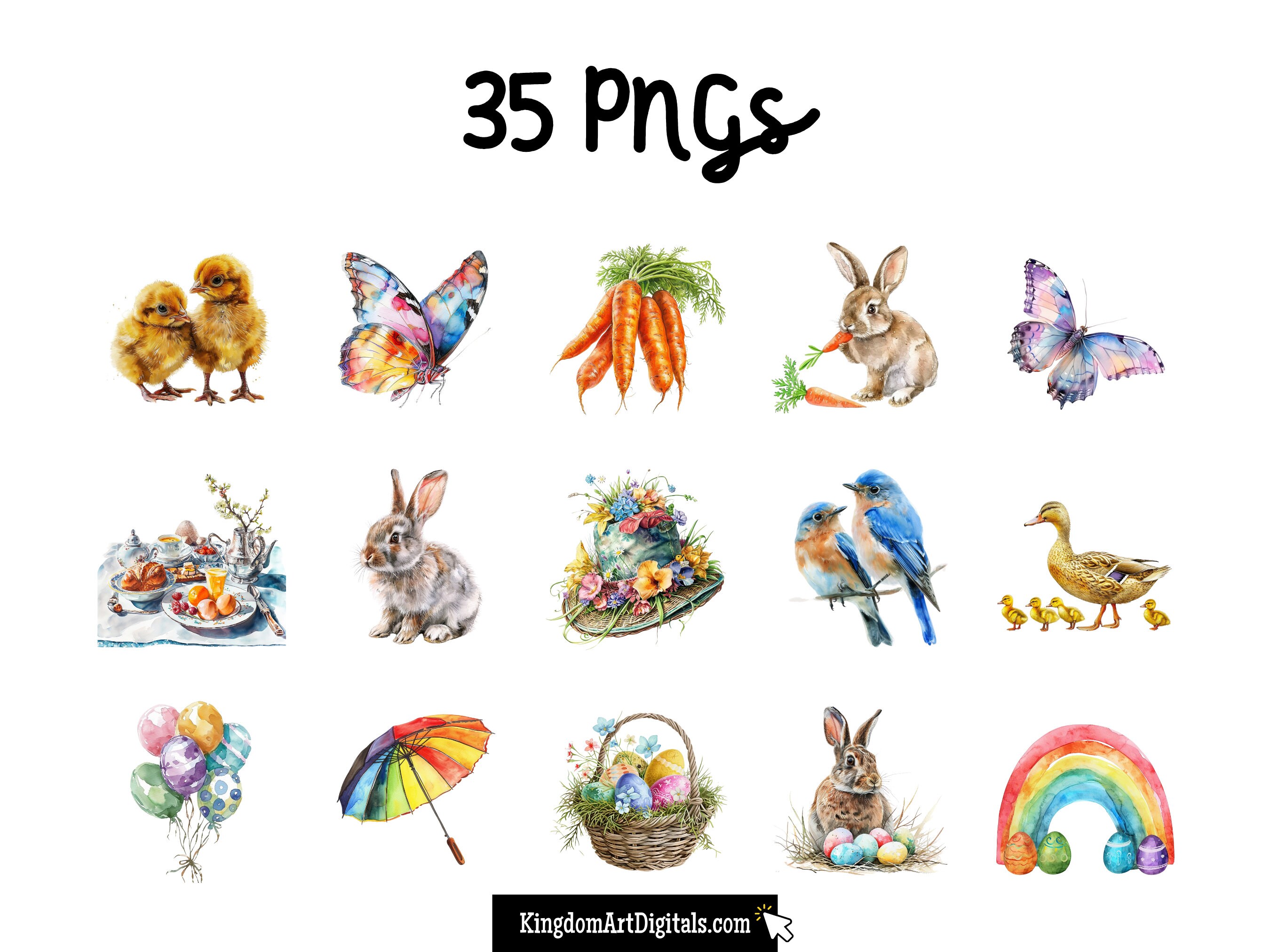 Easter Clipart Set | Watercolor Spring PNG Bundle, Christian, Easter ...