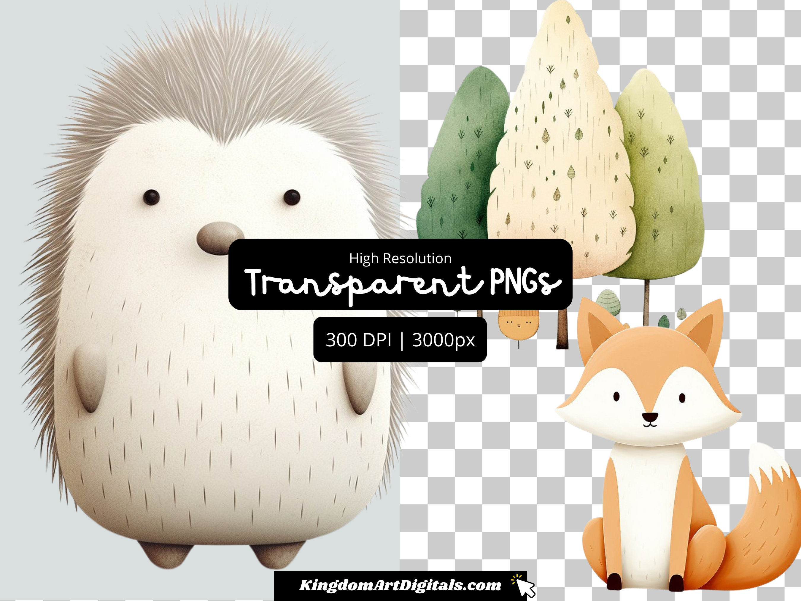 Kawaii Forest Friends Clipart Set PNG | Cute Adorable Painted Forest ...