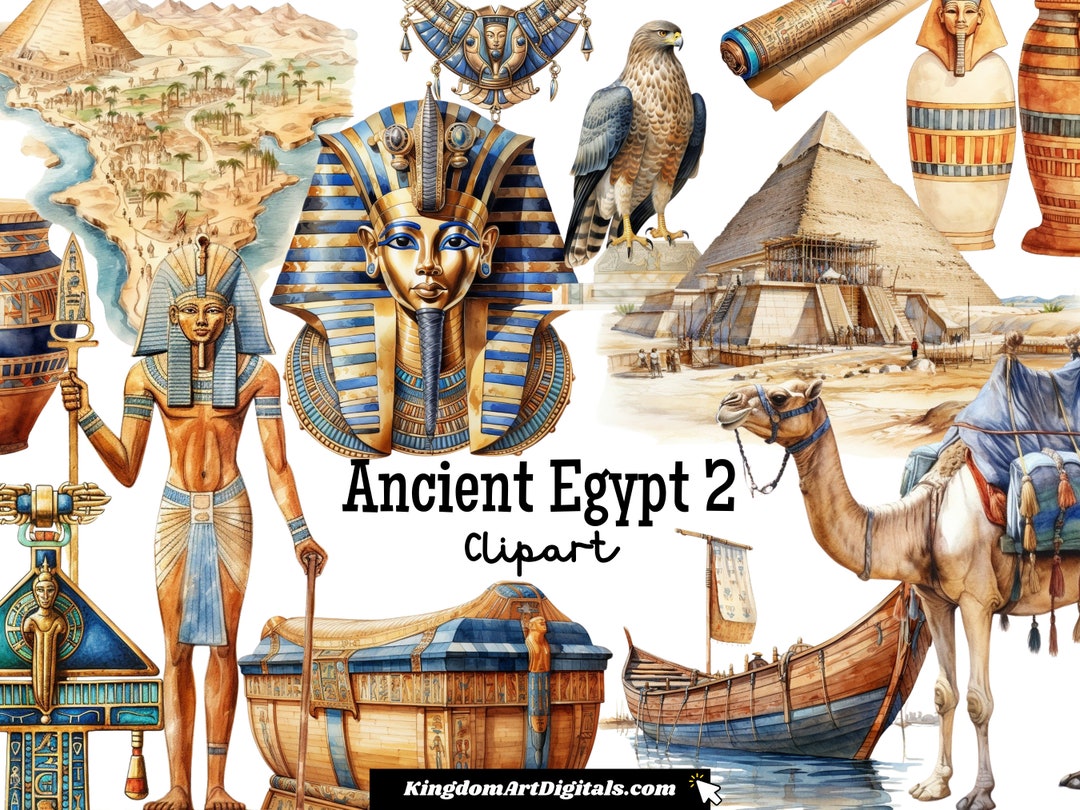 Ancient Egypt 2clipart Set PNG | Watercolor Pyramids Mummies Tombs ...