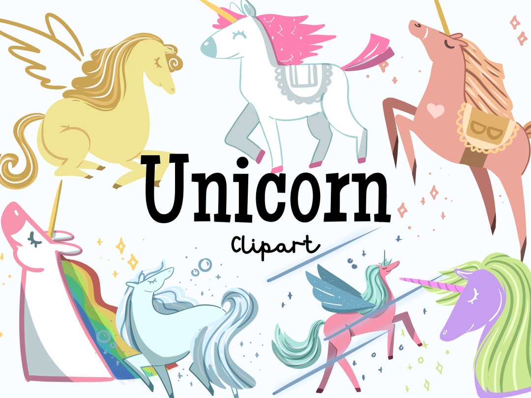 Unicorn Clipart Set Digital Download, Cute Unicorn PNG Bundle ...