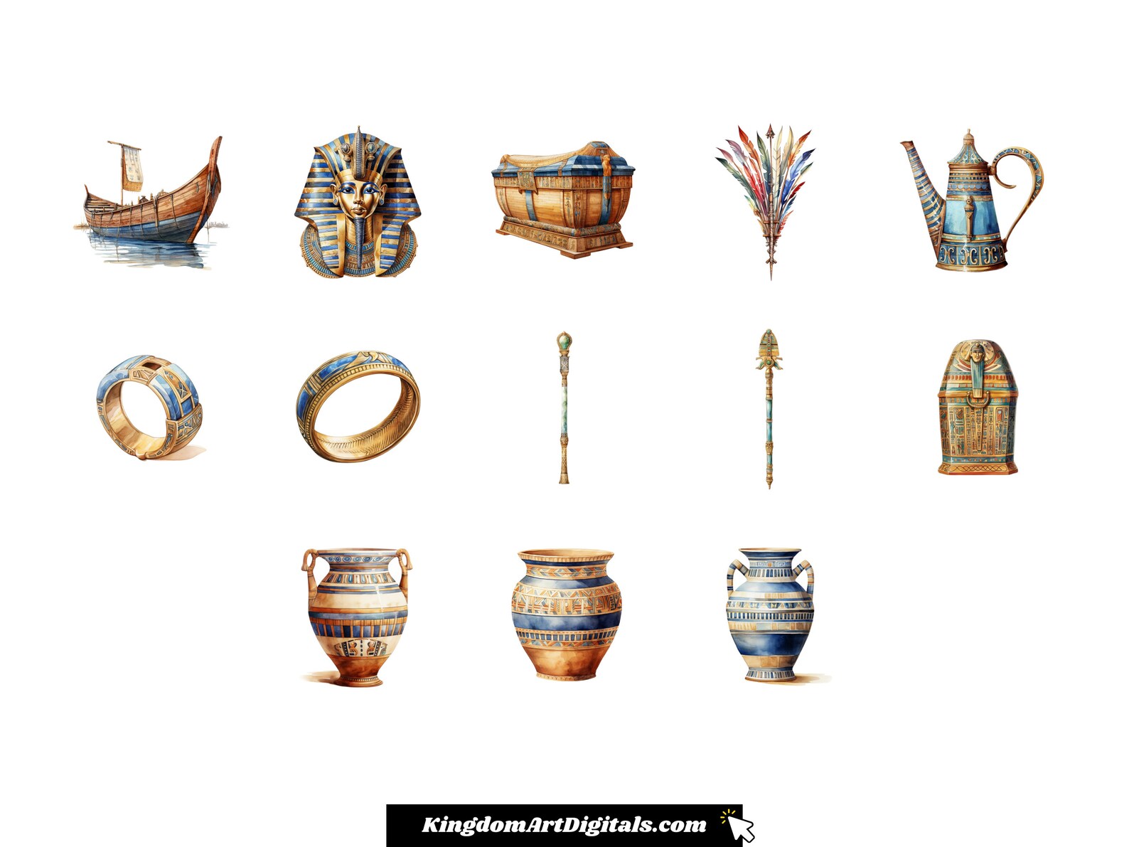 Ancient Egypt 2clipart Set PNG | Watercolor Pyramids Mummies Tombs ...