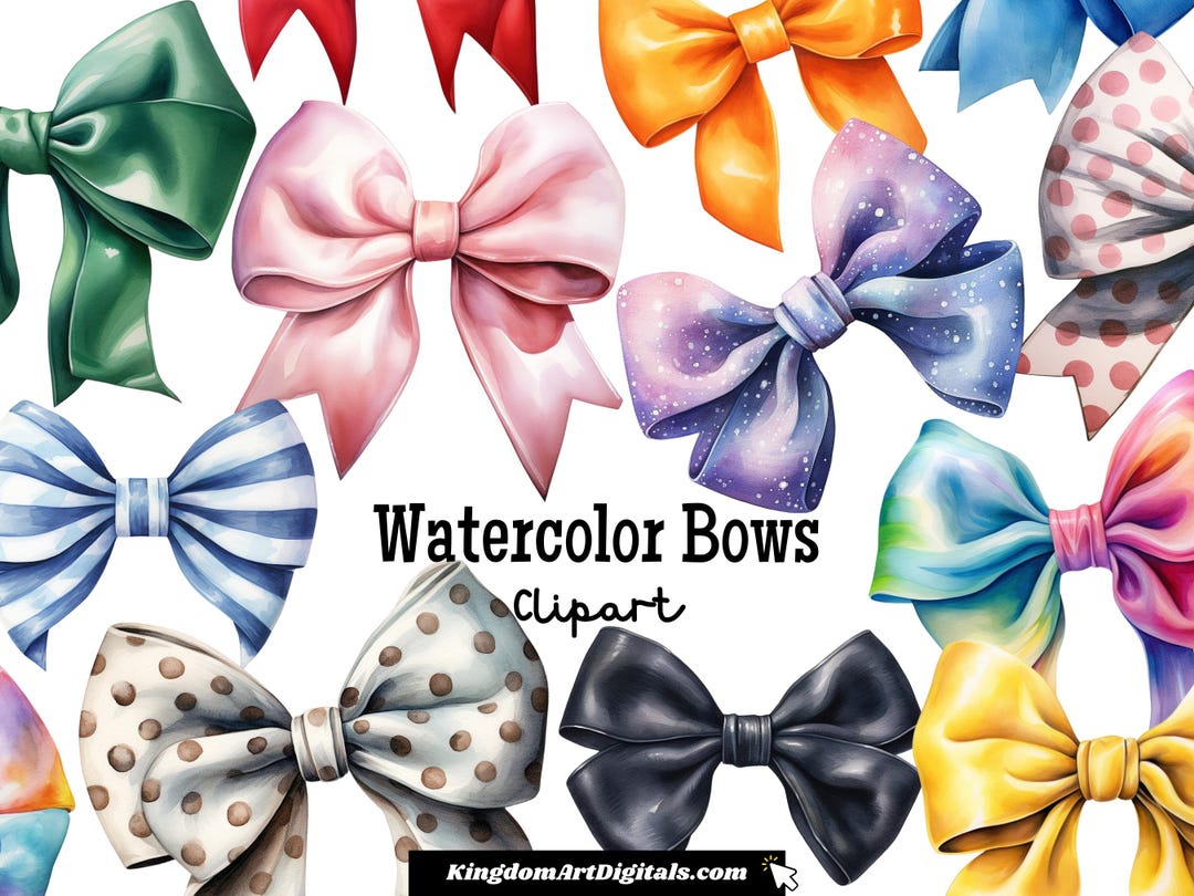 Watercolor Bows Clipart Set PNG | Stylish Coquette Decorative Trendy ...