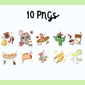 Mexican Fiesta Clipart Set PNG | Mexico Food Cinco De Mayo Tequila Taco ...