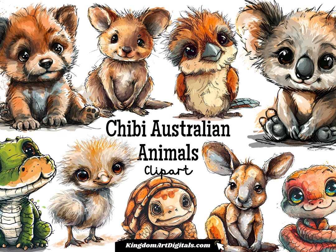 Australian Animals Clipart Set PNG | Kawaii Cute Wildlife Animals ...