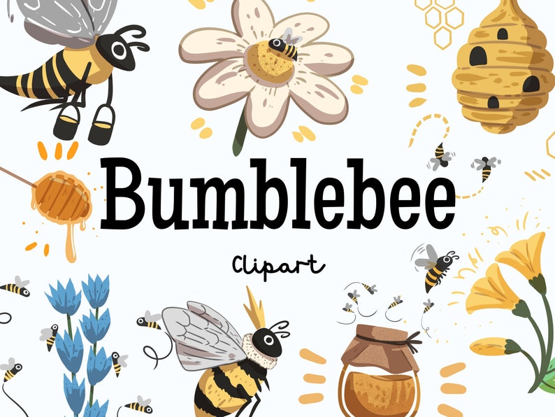 Bumblebee Clipart Set | Digital Download, Cute Bee PNG Bundle, Bumble ...