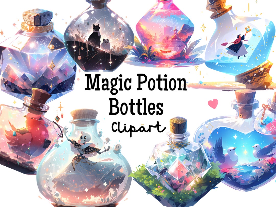 Magic Potion Bottles Clipart Set PNG | Witch Wizard Magic Worlds ...