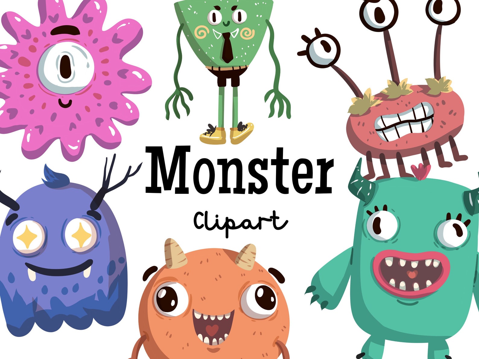 Cute Monster Clipart Set PNG | Halloween Party Little Monster Birthday ...