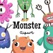 Cute Monster Clipart Set PNG | Halloween Party Little Monster Birthday ...