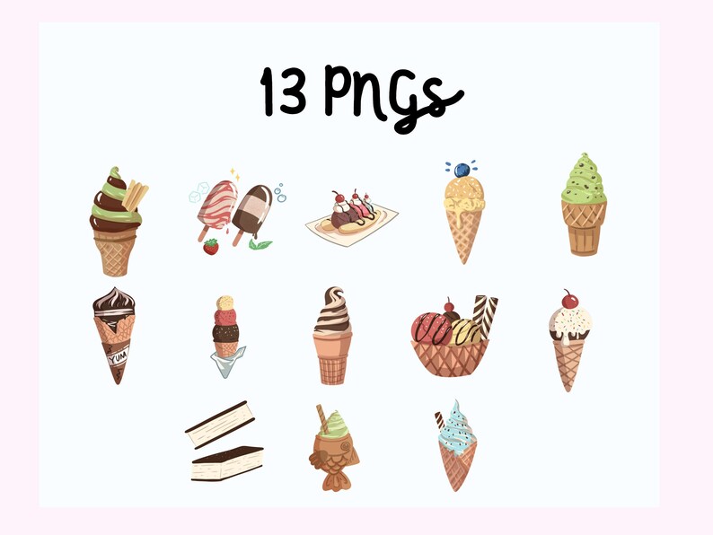 Ice Cream Clipart Set PNG Soft Serve Ice Cream Sandwich - Etsy Australia