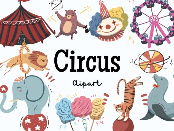 Circus Clipart Set Digital Download Handdrawn Clip Art - Etsy