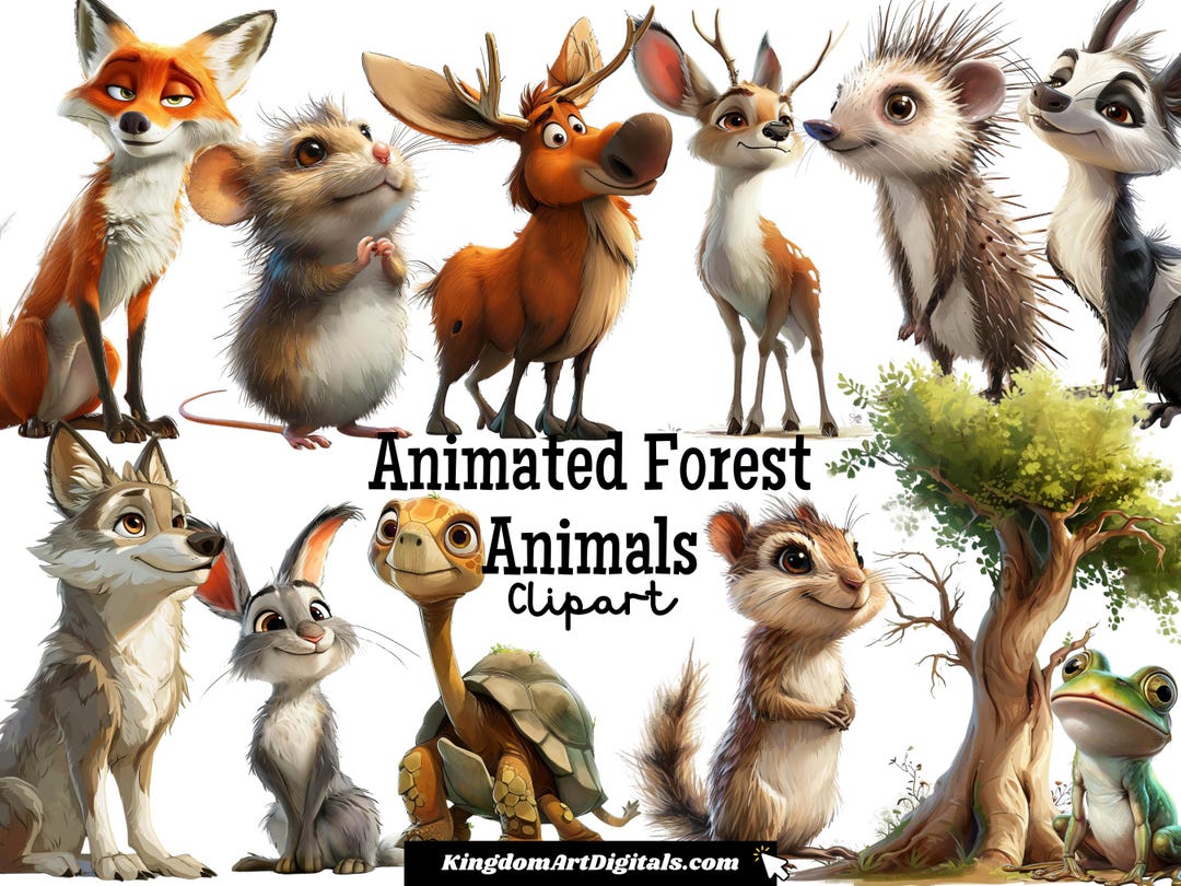 Animated Forest Animals Clipart Set PNG Woodland Creatures Wildlife ...
