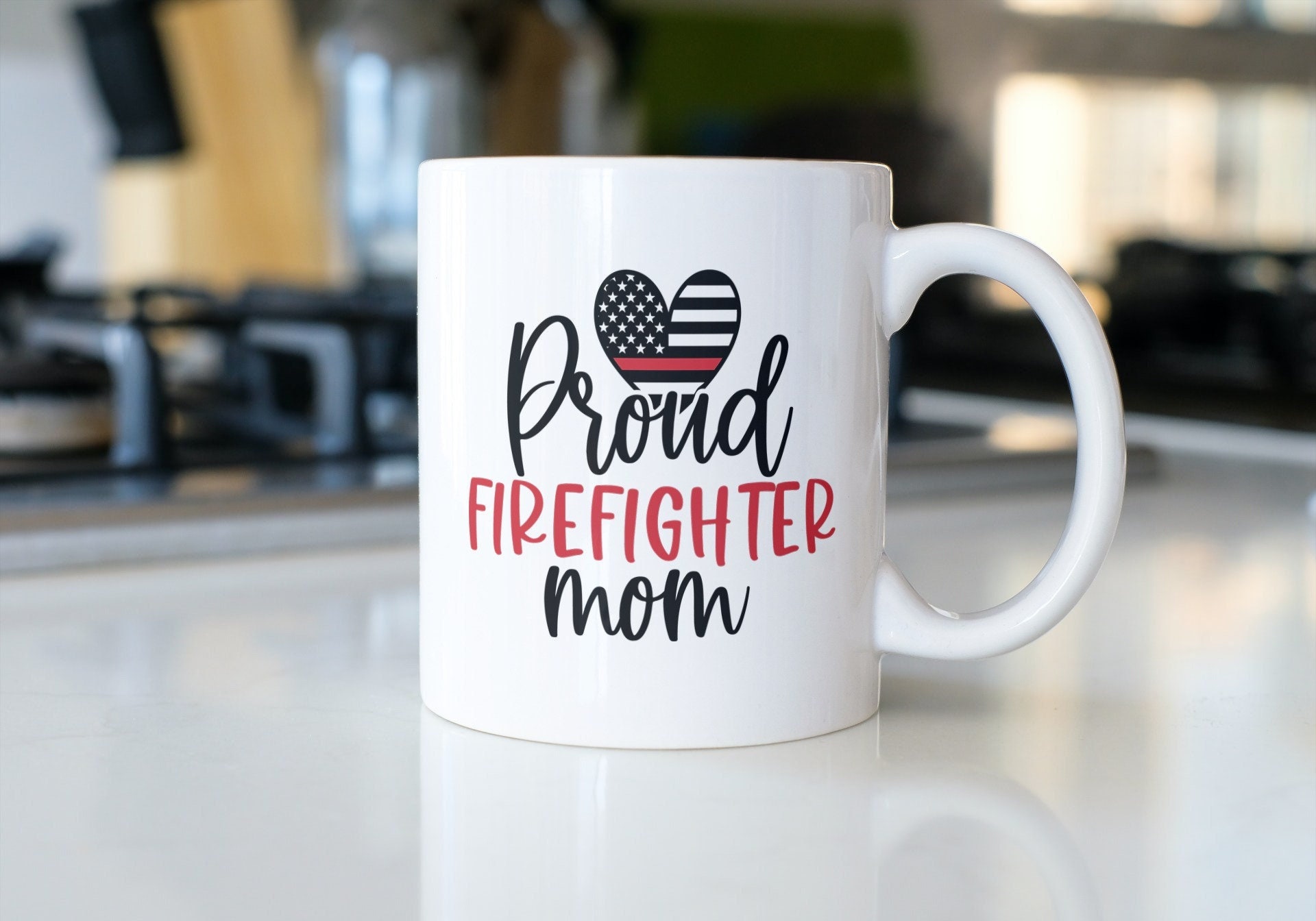 Proud Firefighter Mom SVG | Red Line Flag, Fireman, All American, USA ...