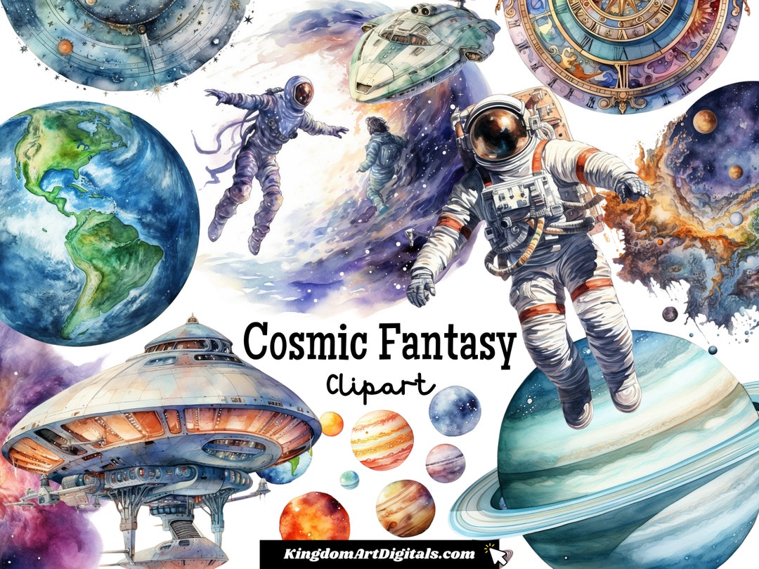 Cosmic Fantasy Clipart Set PNG | Galaxy Stars Planets Space Universe ...