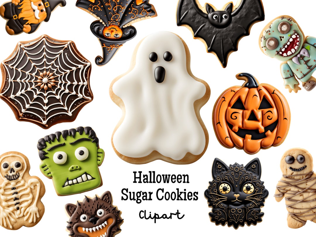 Halloween Sugar Cookies Clipart Set PNG | Halloween Party Dessert Food ...