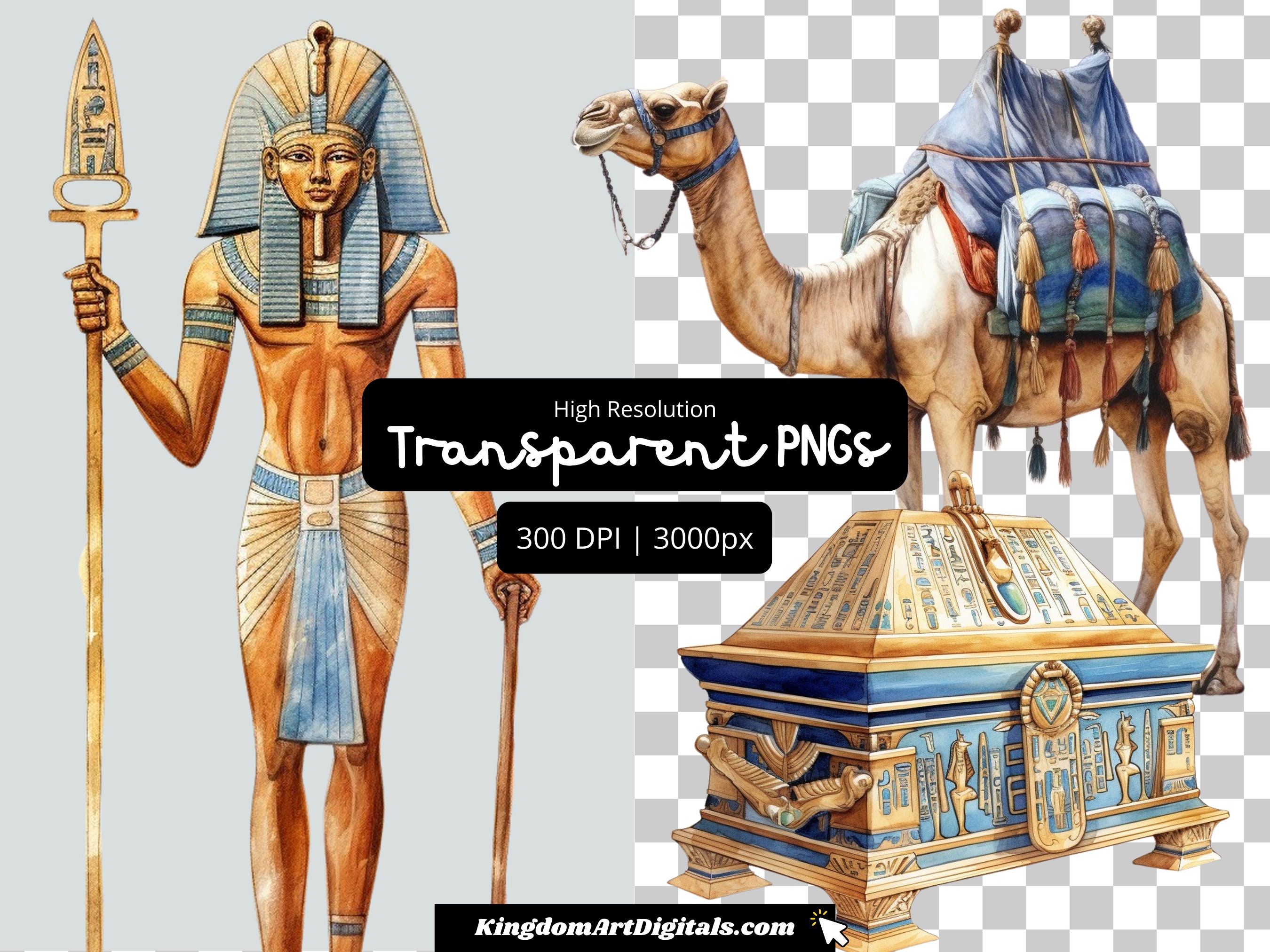 Ancient Egypt 2clipart Set PNG | Watercolor Pyramids Mummies Tombs ...