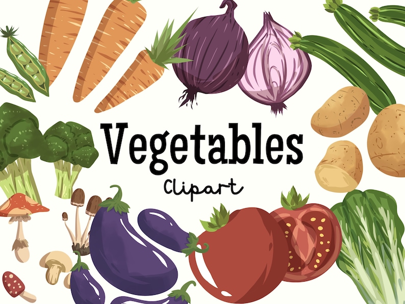 Vegetables Clipart Set PNG Healthy Food Veggie Garden - Etsy