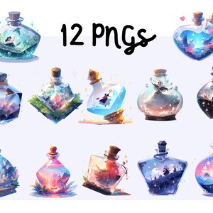 Magic Potion Bottles Clipart Set PNG | Witch Wizard Magic Worlds ...