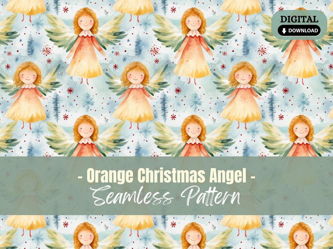Christmas Angel Seamless Pattern PNG Orange Repeat Pattern - Etsy UK