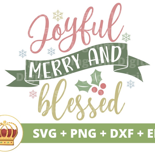 Joyful Merry Blessed Svg - Etsy