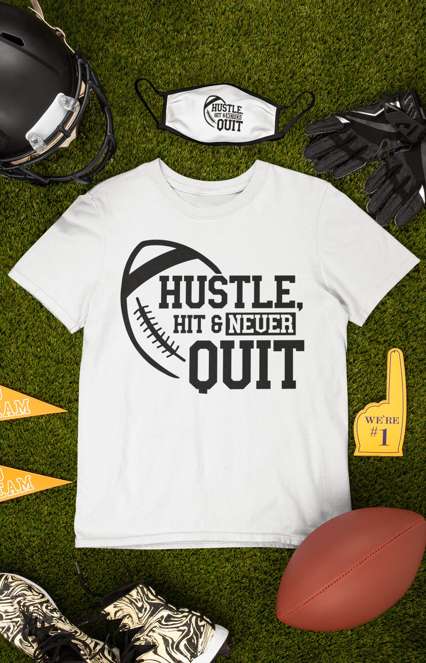 Hustle Hit Never Quit SVG | Football Svg Tailgating Man Cave Mom Dad ...