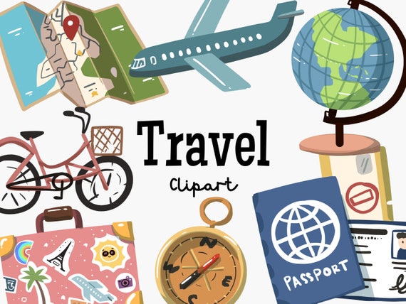 Travel Clipart Set PNG Vacation Summer Suitcase Girl - Etsy