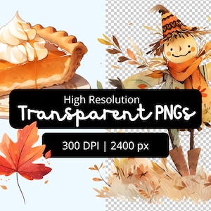 Fall Watercolor Clipart Set PNG | Autumn Thanksgiving Forest Animals ...