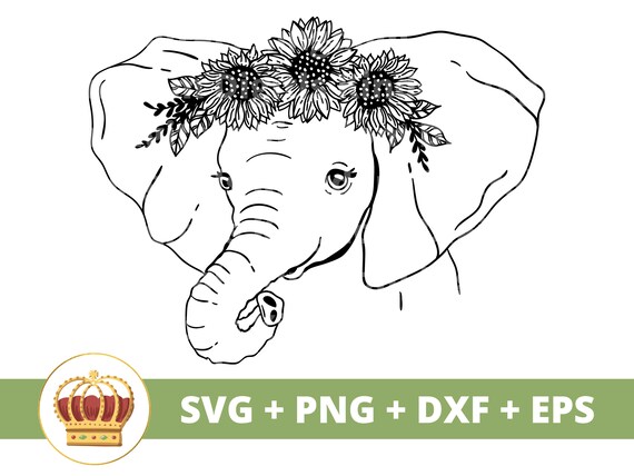Baby Elephant With Sunflowers SVG PNG Cute African Safari - Etsy