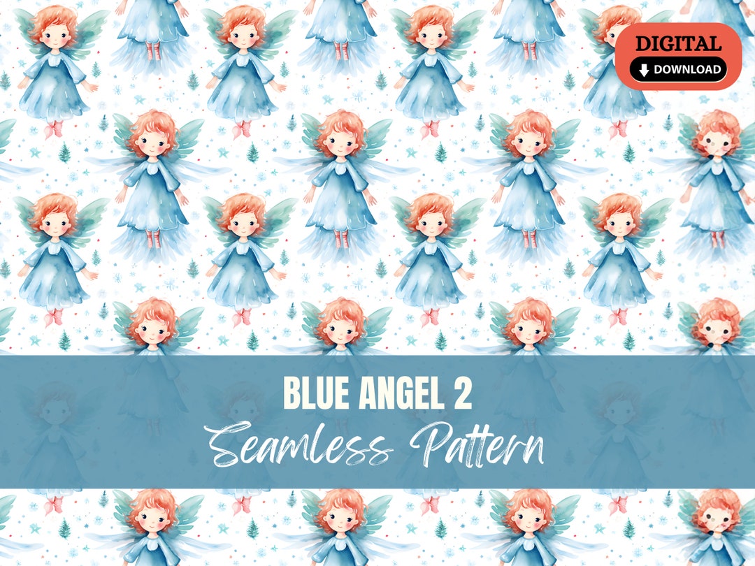 Blue Snow Angel Christmas Seamless Pattern PNG Repeat Pattern Seamless ...