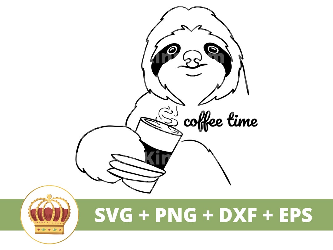 Coffee Sloth SVG PNG | Cute Sloth Life Cartoon Lazy Sleeping Jungle ...