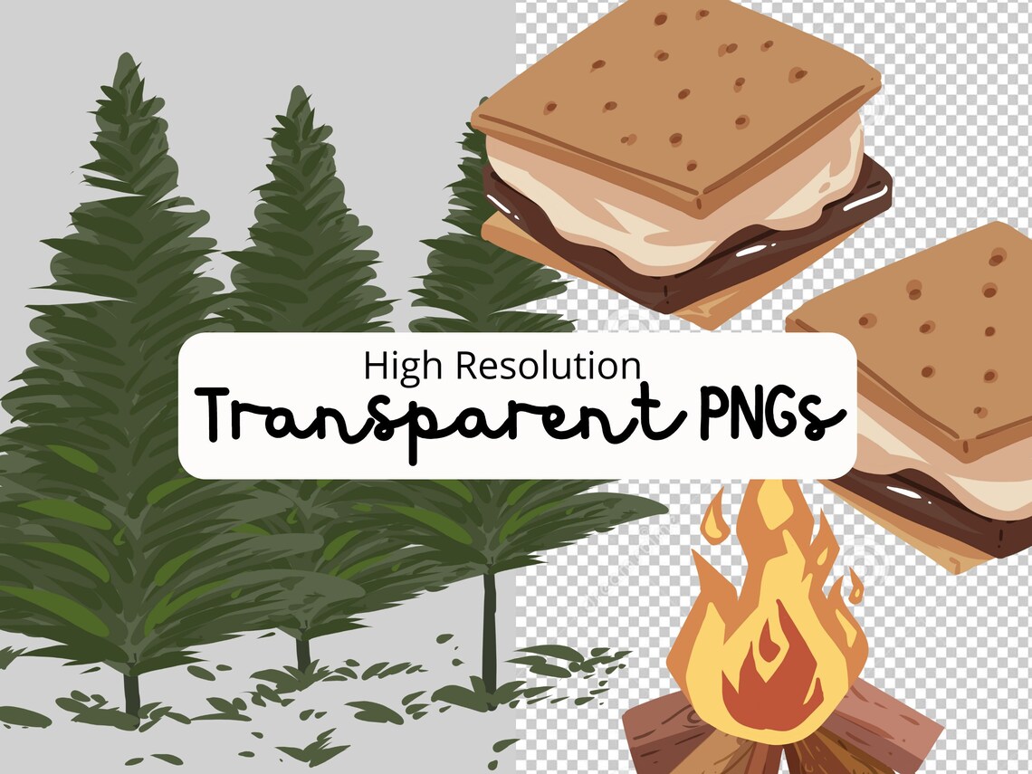 Camping Clipart Set PNG | Hiking Wilderness Outdoors Vacation Adventure ...