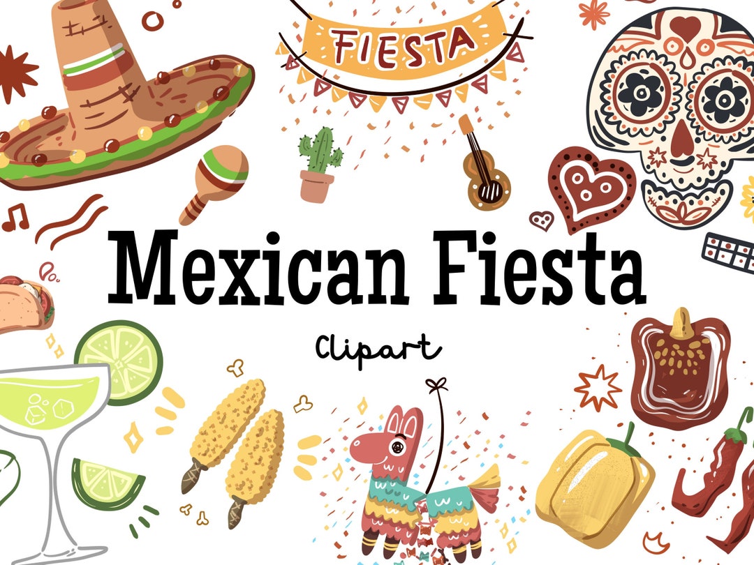 Mexican Fiesta Clipart Set PNG | Mexico Food Cinco De Mayo Tequila Taco ...