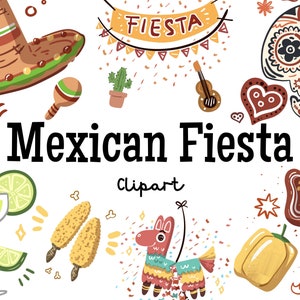 Mexican Fiesta Clipart Set PNG | Mexico Food Cinco De Mayo Tequila Taco ...