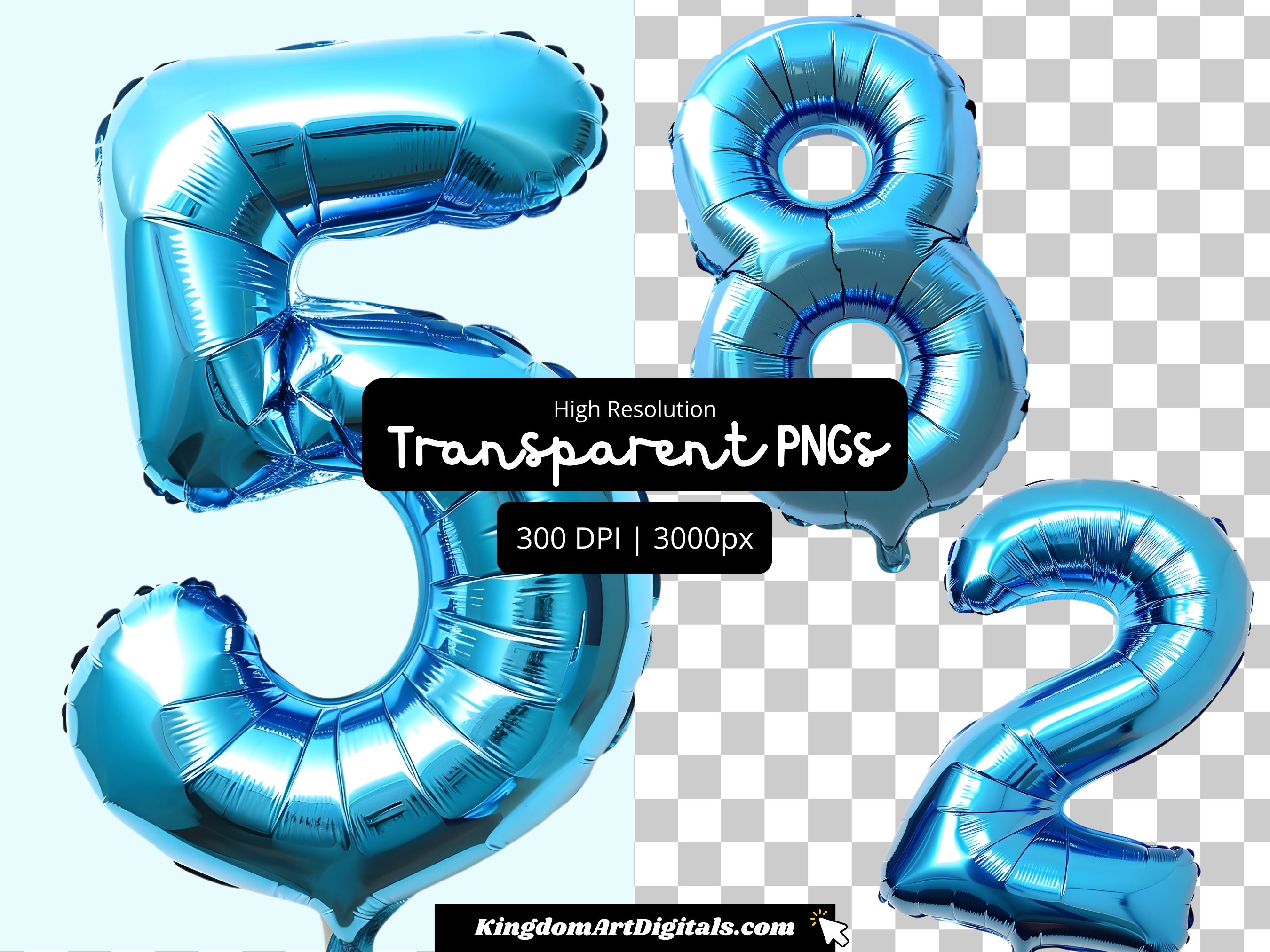 Blue Balloon Numbers Clipart Set | Birthday Foil Number Balloons ...