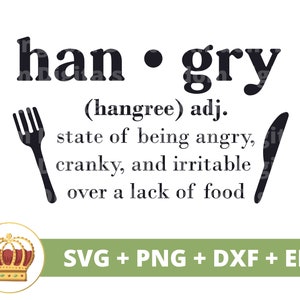 Hangry Definition SVG | Kitchen Sign Baking Cooking Utensils Chef Pot ...