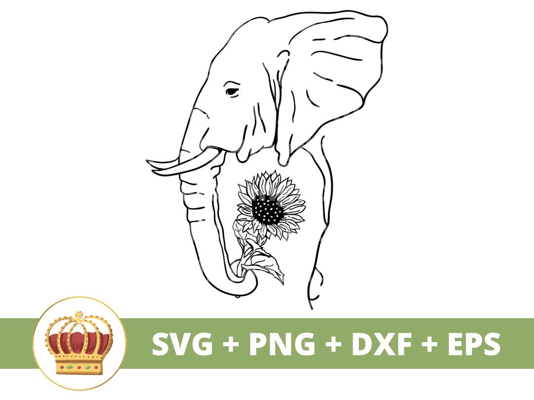 Elephant With Sunflowers SVG PNG Cute Mom Baby African Safari Head ...