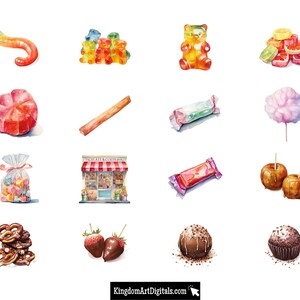 Watercolor Candy Clipart Set PNG Sweets Shop Dessert Birthday ...