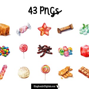 Watercolor Candy Clipart Set PNG Sweets Shop Dessert Birthday ...