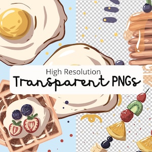 Brunch Clipart Set Digital Download, Cute Food PNG Bundle, Handdrawn ...