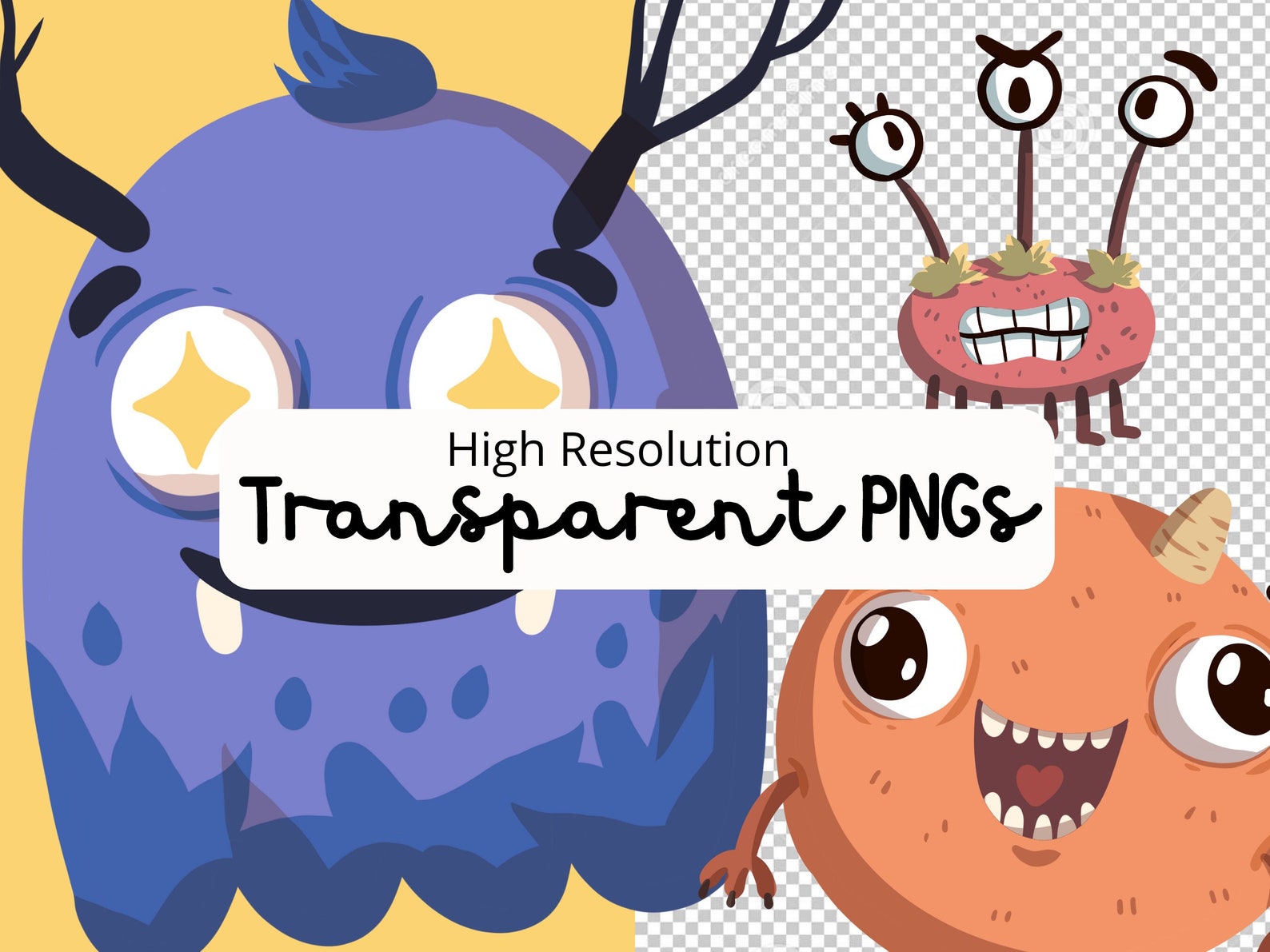 Cute Monster Clipart Set PNG | Halloween Party Little Monster Birthday ...