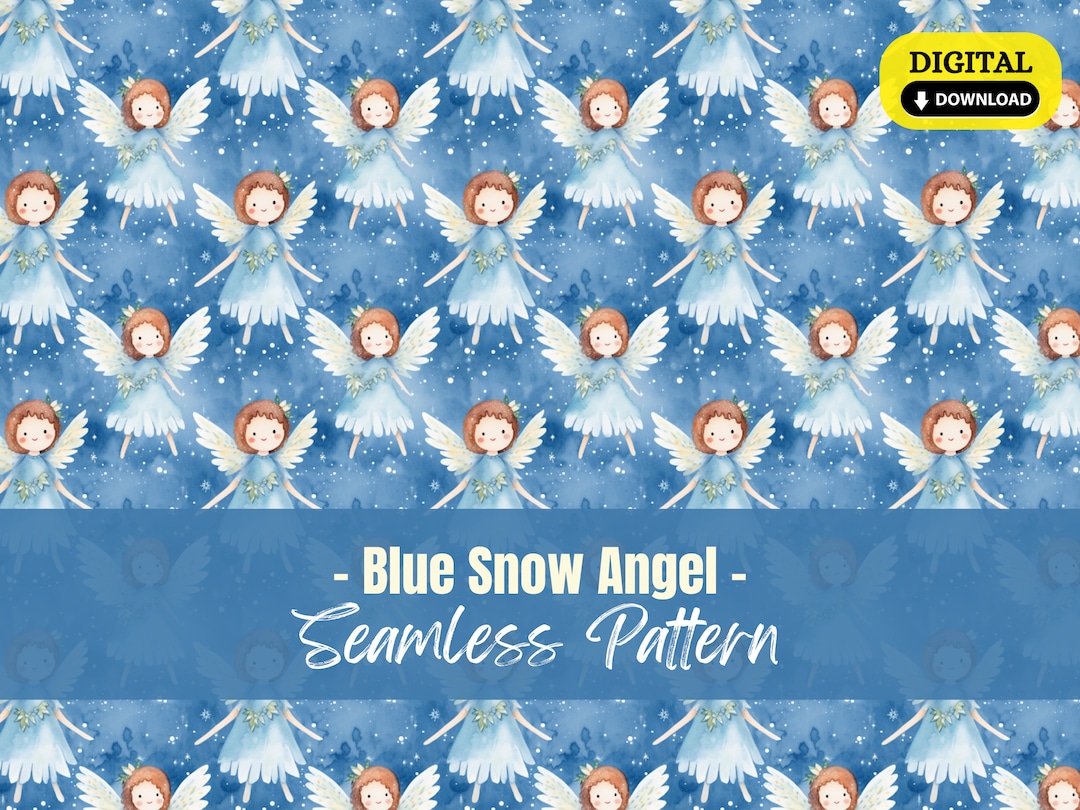 Blue Snow Angel Christmas Seamless Pattern PNG Repeat Pattern Seamless ...
