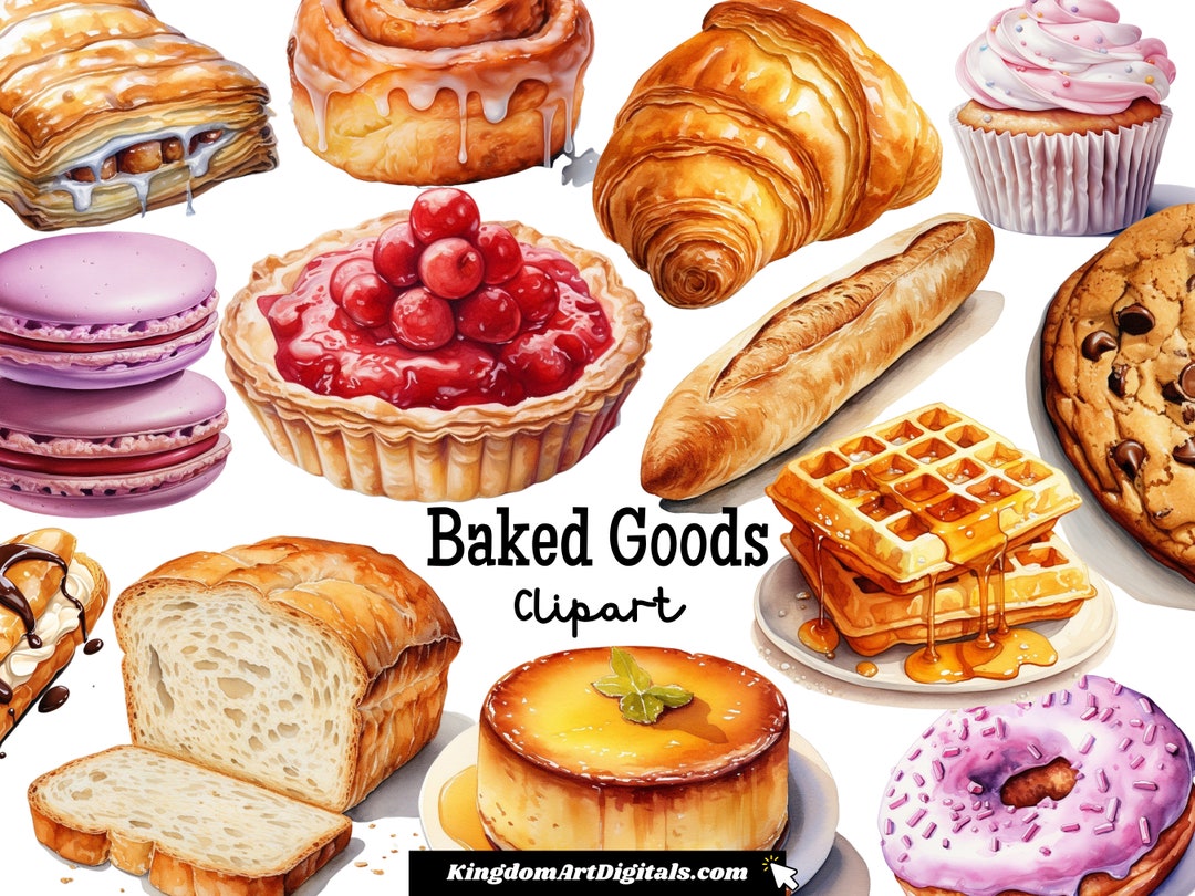 Baked Goods Clipart Set PNG | Bread Sweets Desserts Cupcakes Cakes ...