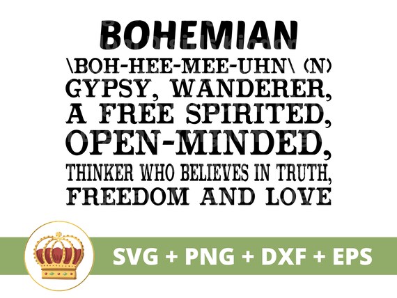 Bohemian Definition Gypsy Wanderer SVG PNG Boho Quotes - Etsy