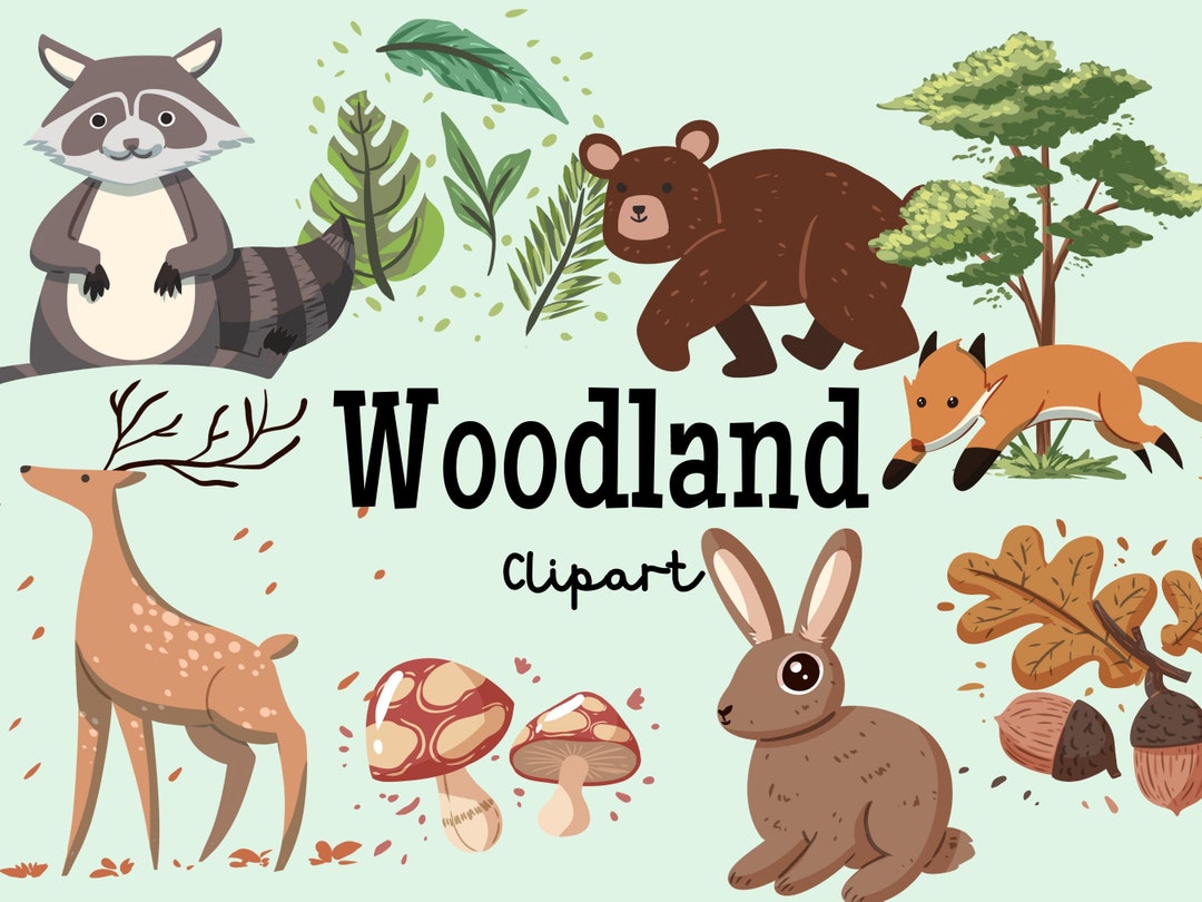 Woodland Clipart Set | Digital Download, Handdrawn Clip Art, Hand Drawn ...